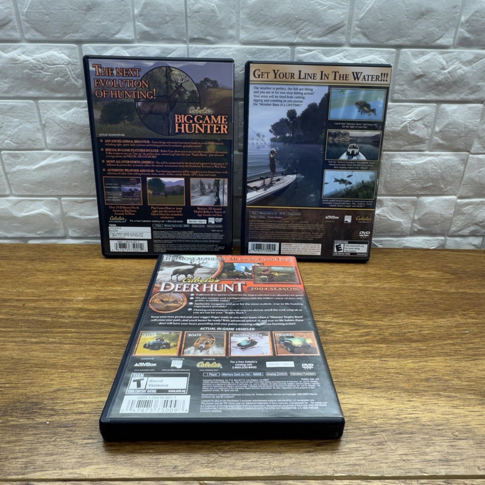 Cabela's 3 Game Lot PlayStation 2 PS2 Big Game Hunter Deer Hunt Monster ...