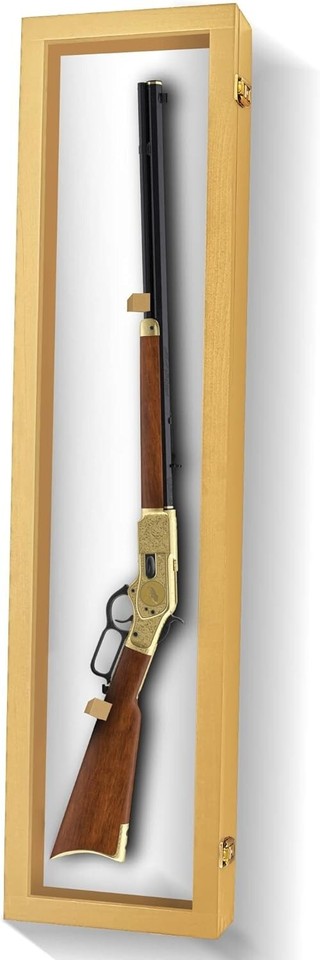 Gun Display Case 45" Rifle Golden Oak White Wood Shotgun Lock Shadow ...