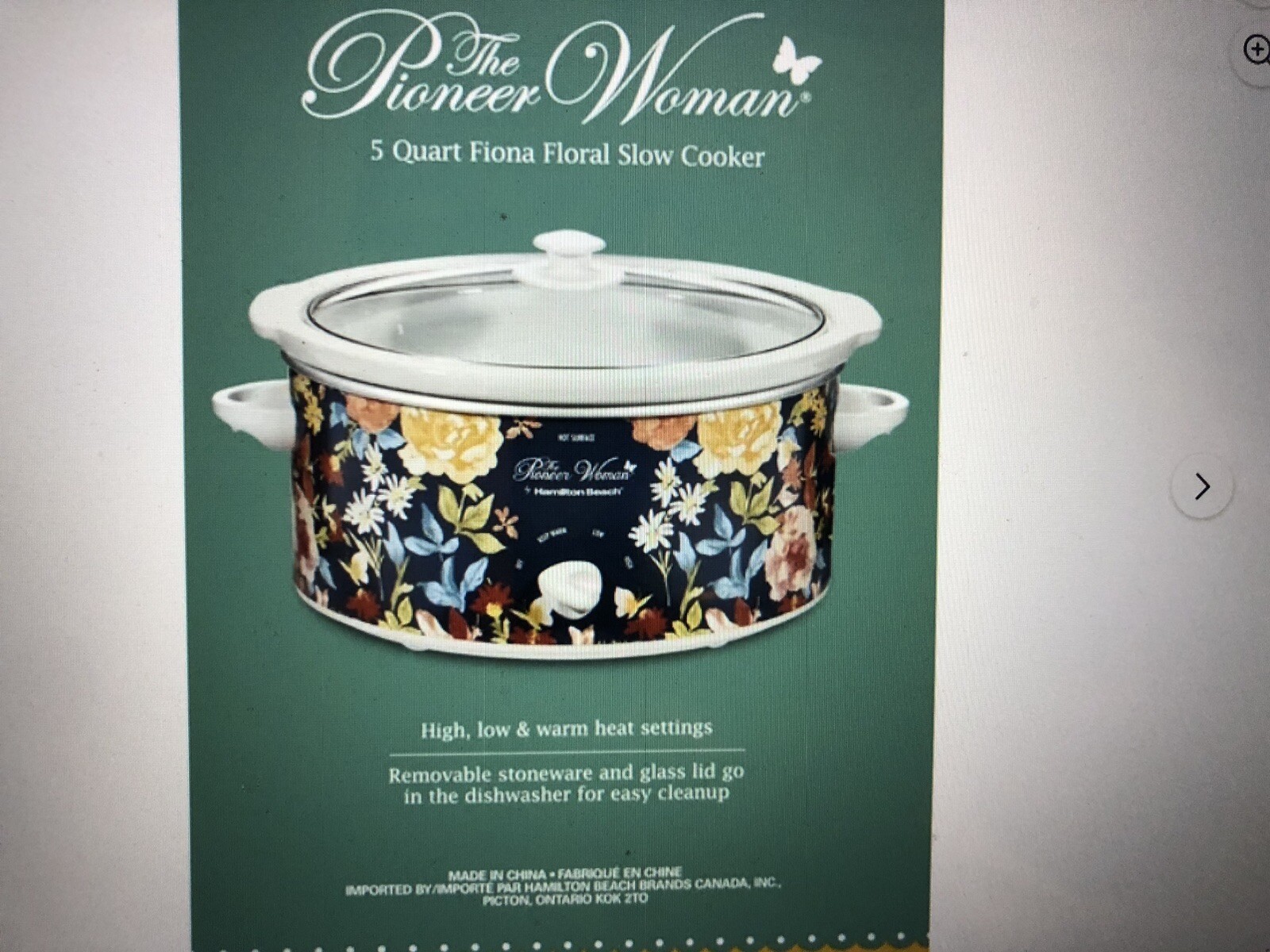 NEW RARE Pioneer Woman Fiona 5 Quart Blue Floral Slow Cooker Crockpot ...