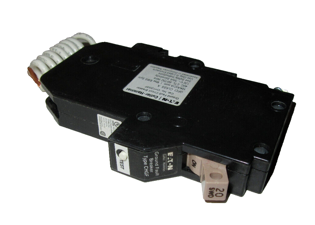 EATON CUTLER HAMMER CH120GF Single Pole 20 AMP Type CH Ground Fault ...