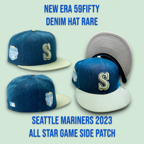 New Era Seattle Mariners Denim 59FIFTY Fitted Hat 2023 ASG Patch 7 5/8 ...