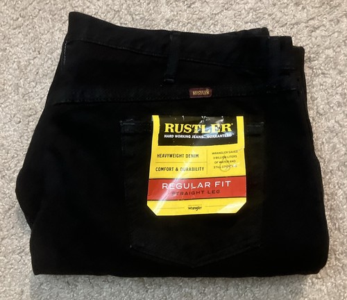 Men's Rustler by Wrangler Classic Regular Fit Straight Leg Jeans Black ...