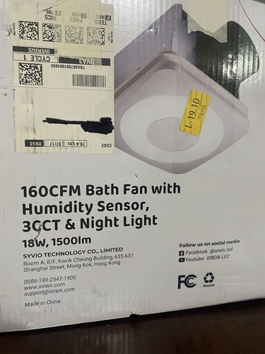 160CFM Bath Fan with Humidity Sensor, 3CCT & Night Light | eBay