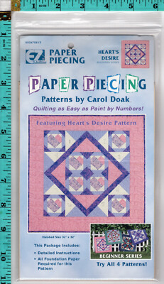 EZ Quilting Paper Piecing Patterns Carol Doak Heart's Desire Beginner ...