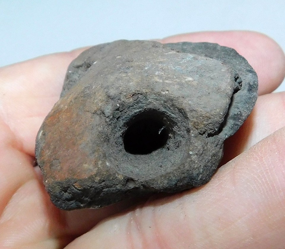 Unusual Ancient Indian Artifact Drilled Net Weight / Gorget Beautiful ...