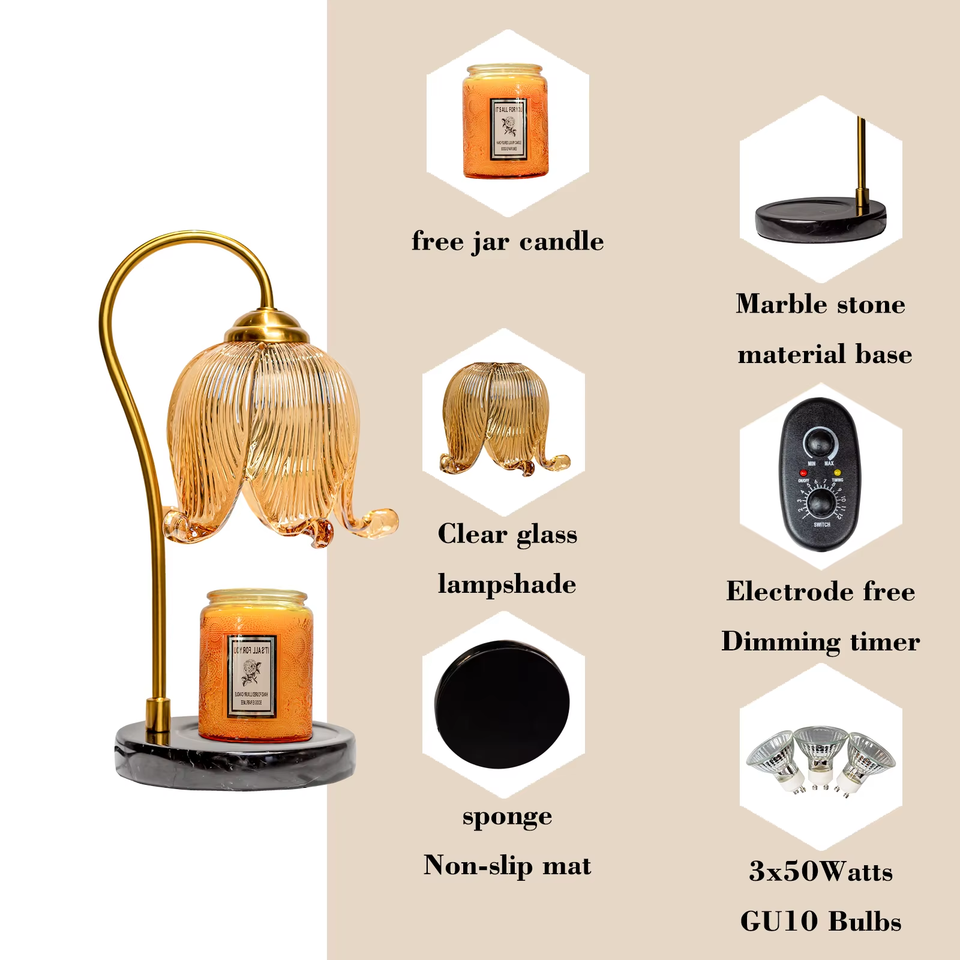 Tulip Flower Warm Candle Lamp French Retro Bedroom Bedside Lamp ...