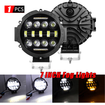 7 Inch Round LED Driving Lights Combo DRL Offroad Spot Spotlights Lamp ...