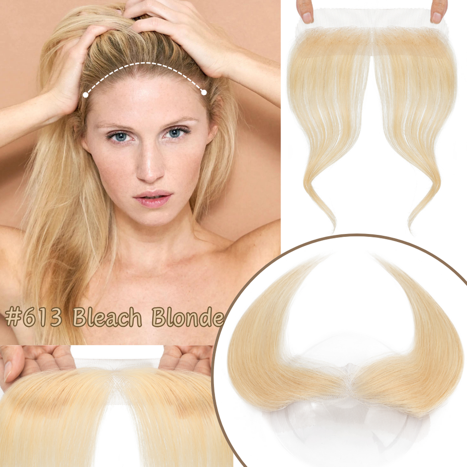 Women's Hairline Cover-UP Real Human Hair Front Top Lace Base Toupee ...