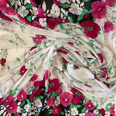Multicolor Chiffon Floral Print Sheer Polyester Fabric - By the Yard | eBay