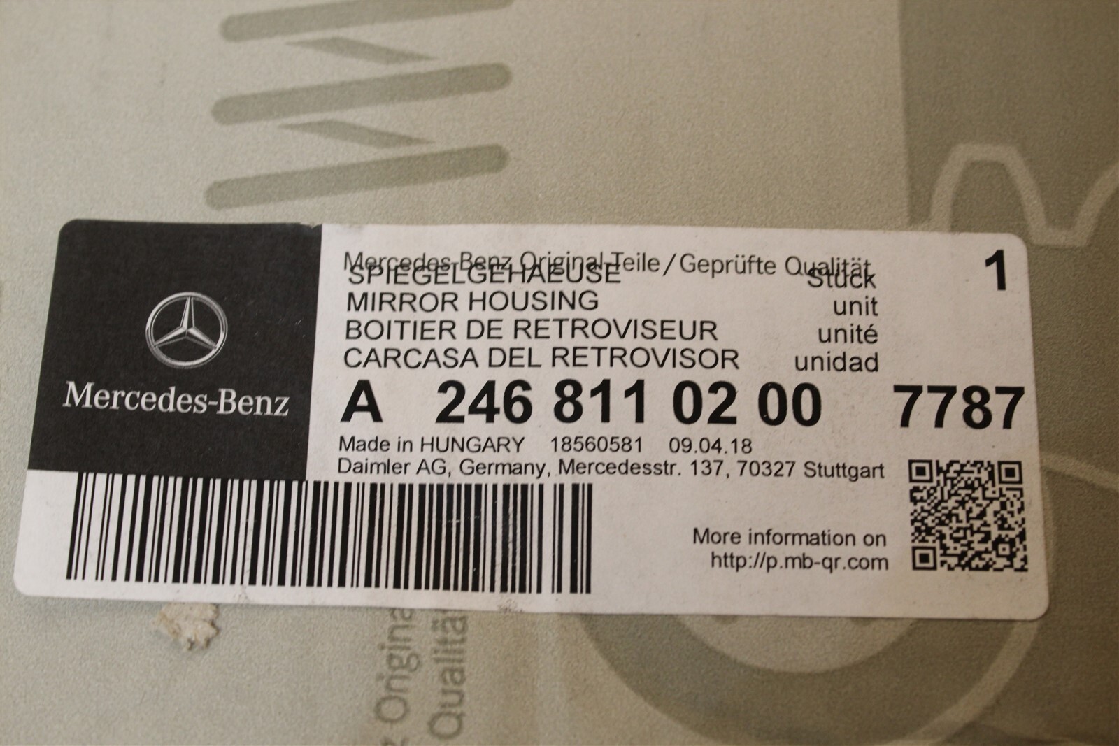 Genuine Mercedes-Benz RH Painted Mirror Housing With Indicator ...