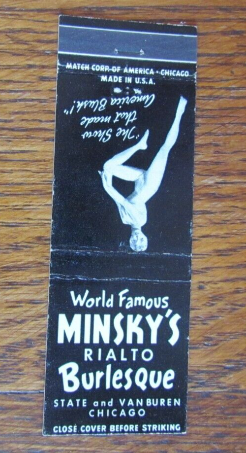 GIRLIE MATCHBOOK COVER: MINSKY'S BURLESQUE CLUB CHICAGO, IL EMPTY ...