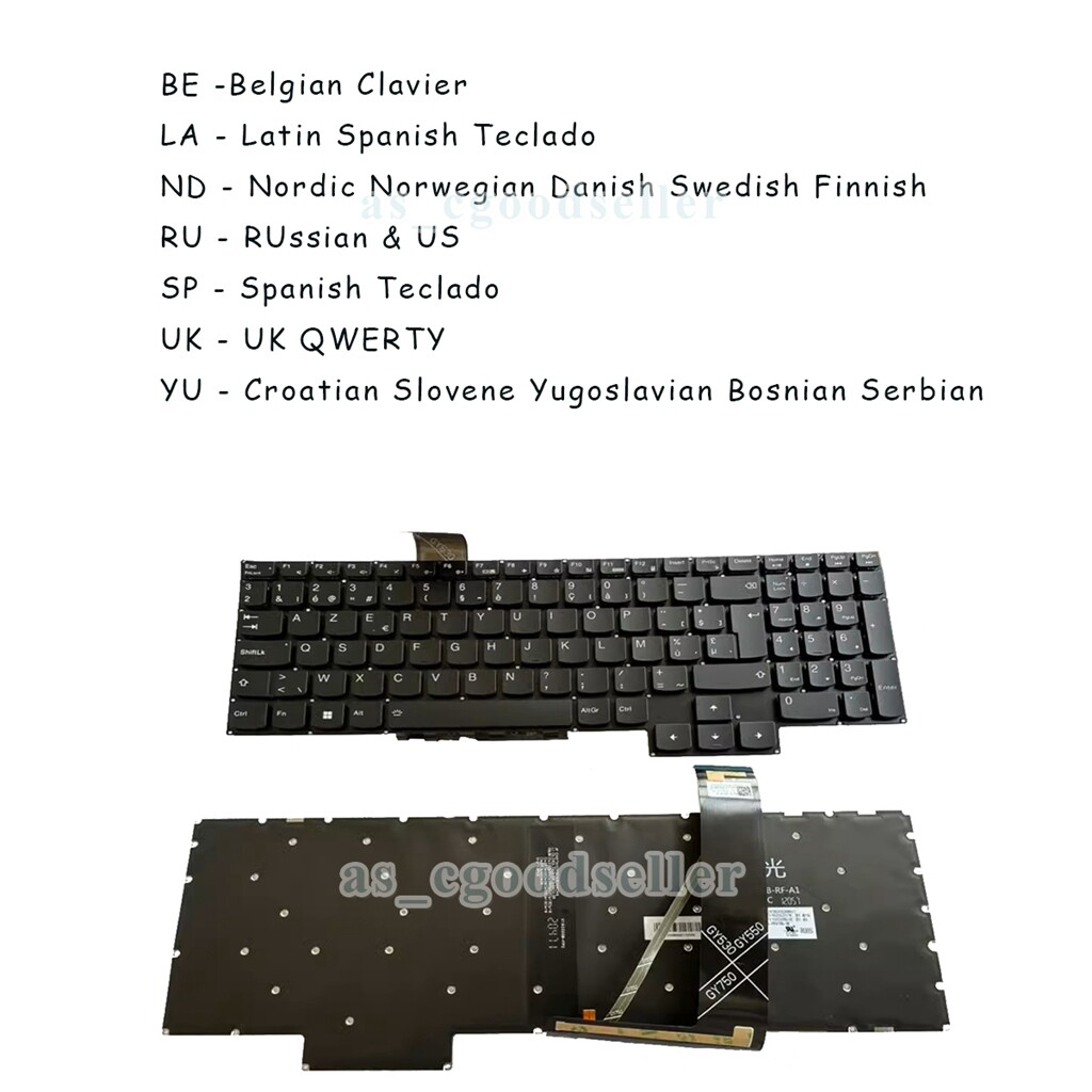 New for Lenovo Legion 5-17IMH05H 5-17IMH05 Keyboard White Printing and ...