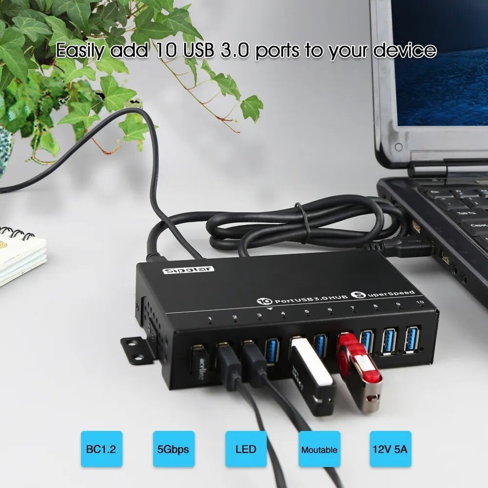 Sipolar 10-Port USB 3.0 Hub - SuperSpeed USB Expansion - Model A-103 | eBay