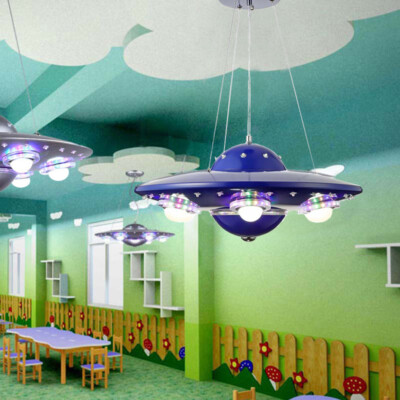 Novel Spaceship Shaped Chandelier UFO Hanging Lamp Ceiling Light Kids ...