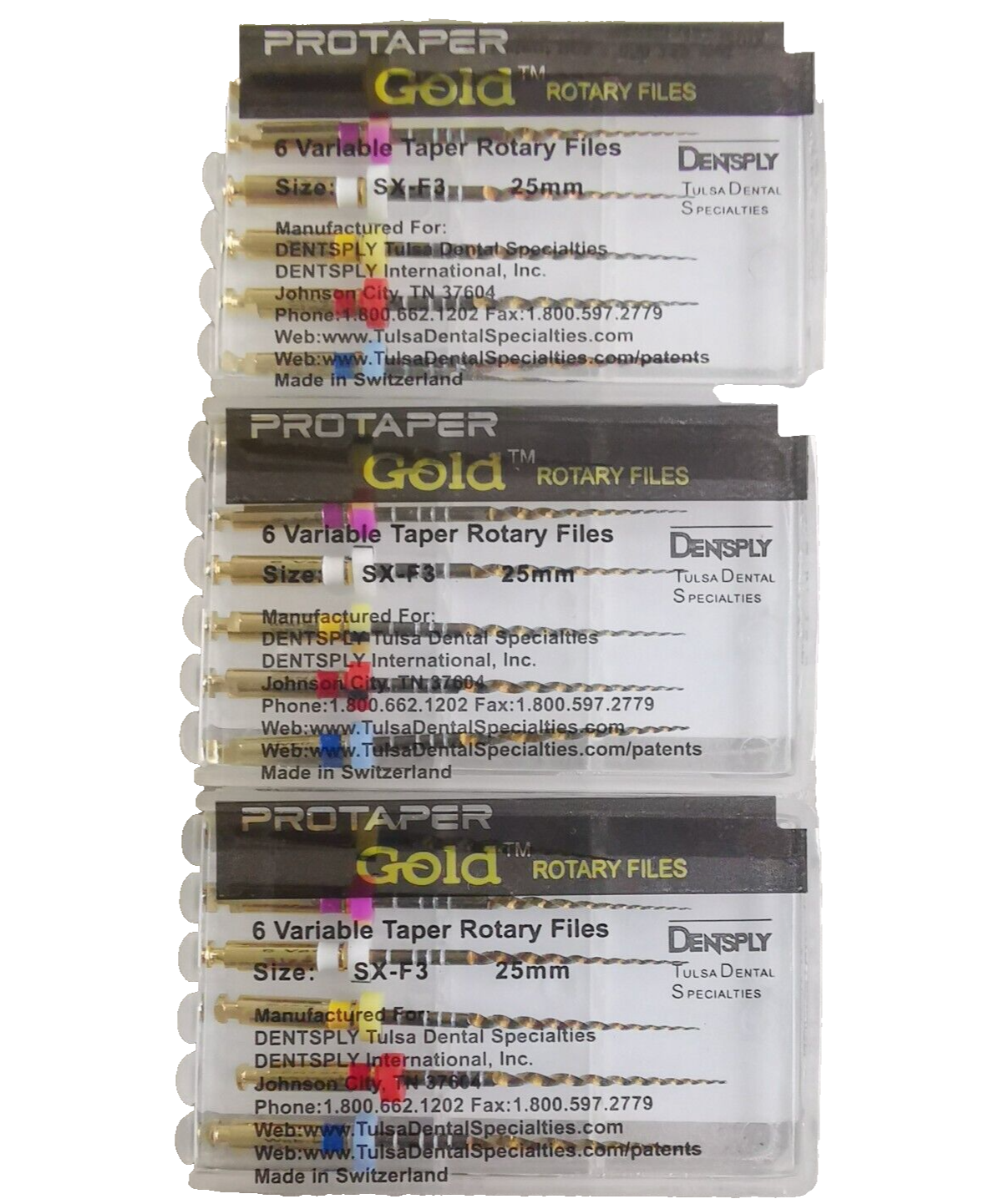 Bid 3 x Dentsply ProTaper Gold Files Assorted SX-F3 25mm | eBay
