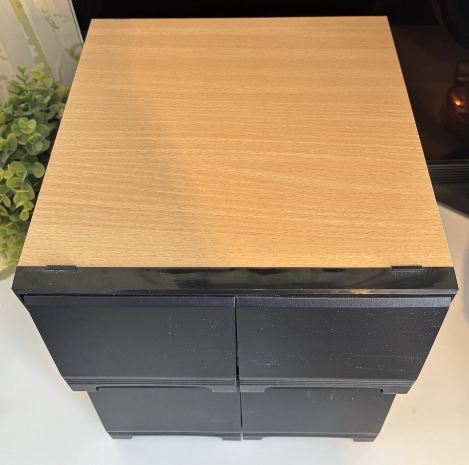 Modular Stacking CD Storage Unit - Wooden with Black Drawers - 80x CDs ...