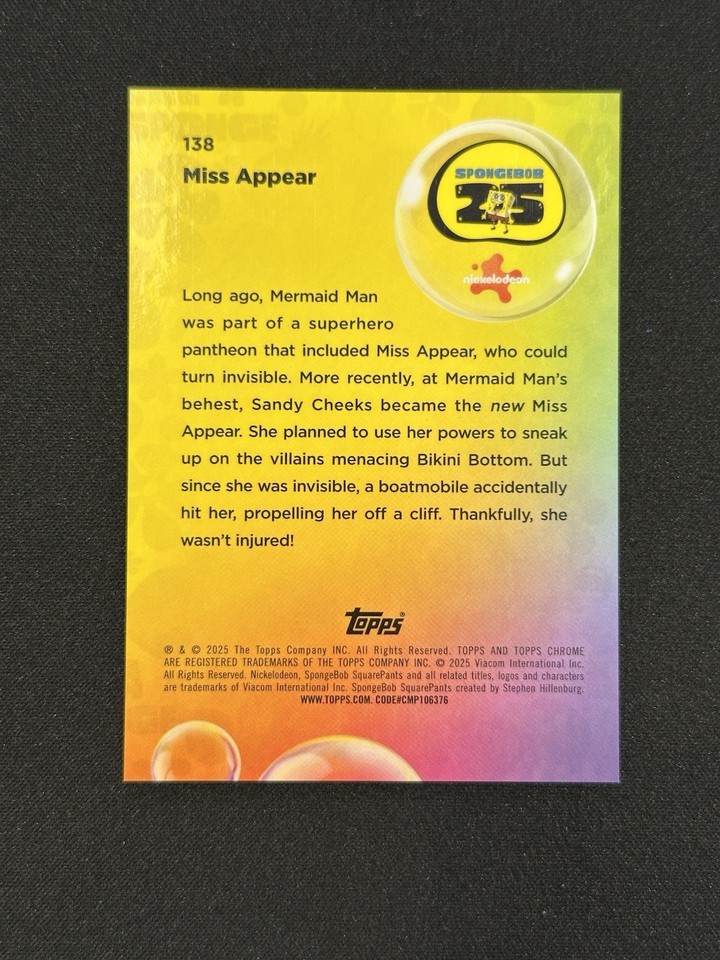 2025 Topps Chrome Sapphire SpongeBob SquarePants Miss Appear Sandy GOLD ...