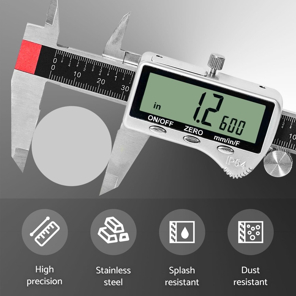 Digital Caliper Measuring Tool 6 inch with Extra Large LCD Screen DCXD6 ...