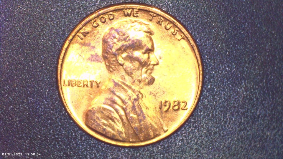 1982 D & P Large Date Pennies, 6 With Off Center? Error Coins ALL ...