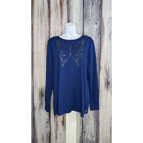 XXSMALL NAVY A612399 Quacker Factory Fall Flutter Long Sleeve Top w ...