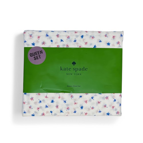 Kate Spade Queen Sheet Set Blue & Pink Flowers 100% Cotton Percale ...