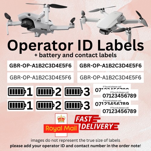 Personalised UK Drone CAA 5mm Operator ID, Battery + Contact Labels ...
