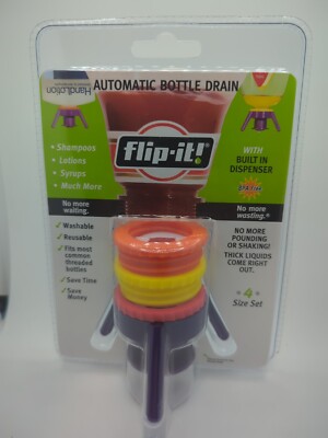 Flip-It Automatic Bottle Drain Kit 4 Size Set Washable Reusable Lotion ...