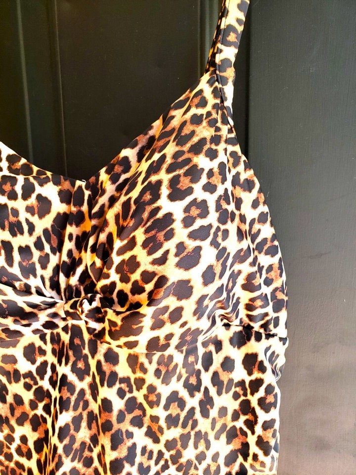 NWT Womens Sz 20 animal print tankini trim shaper leopard print bathing ...