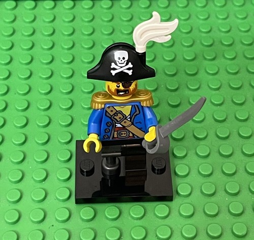 Lego Pirate Captain Mini Figure With Cutlass Sword And Black 3x4 Stand ...