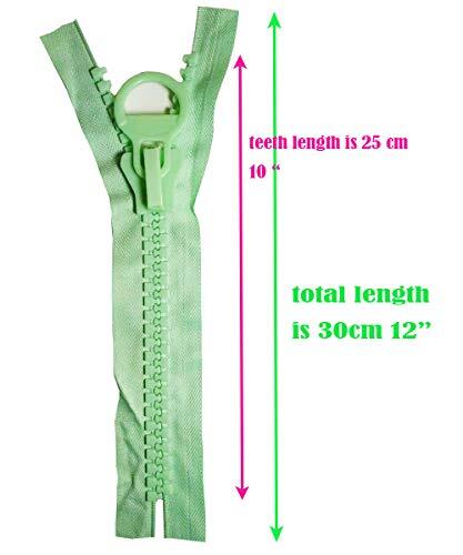 Large Plastic Zipper #20 Super Heavy Duty Zippers 25cm Long with 2pcs ...
