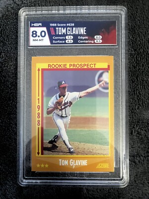 TOM GLAVINE ROOKIE CARD 1988 SCORE GRADED HGA 8 #638 | eBay
