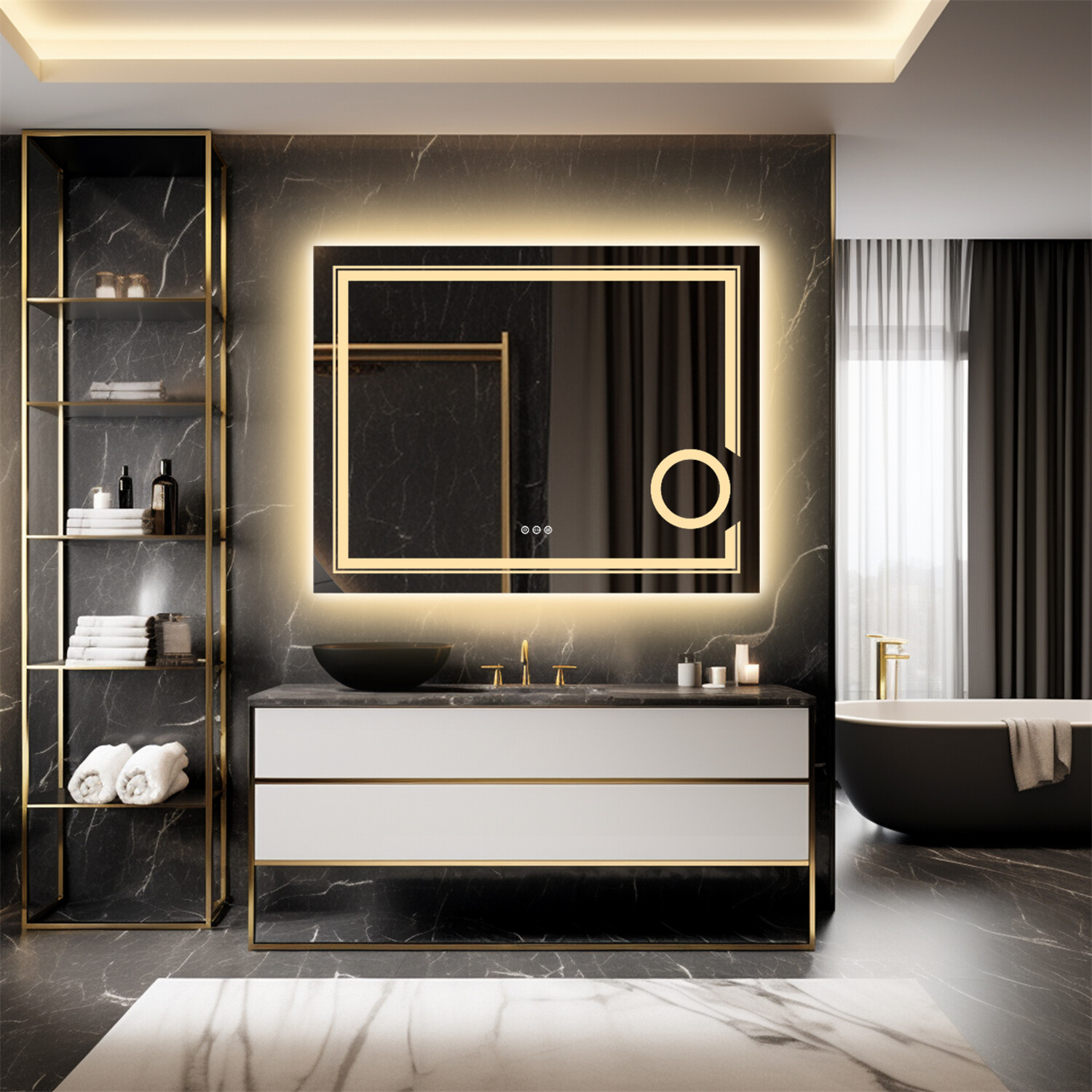 Rectangle LED Bathroom Vanity Mirror w/ 3X Magnifier Smart Sensory ...