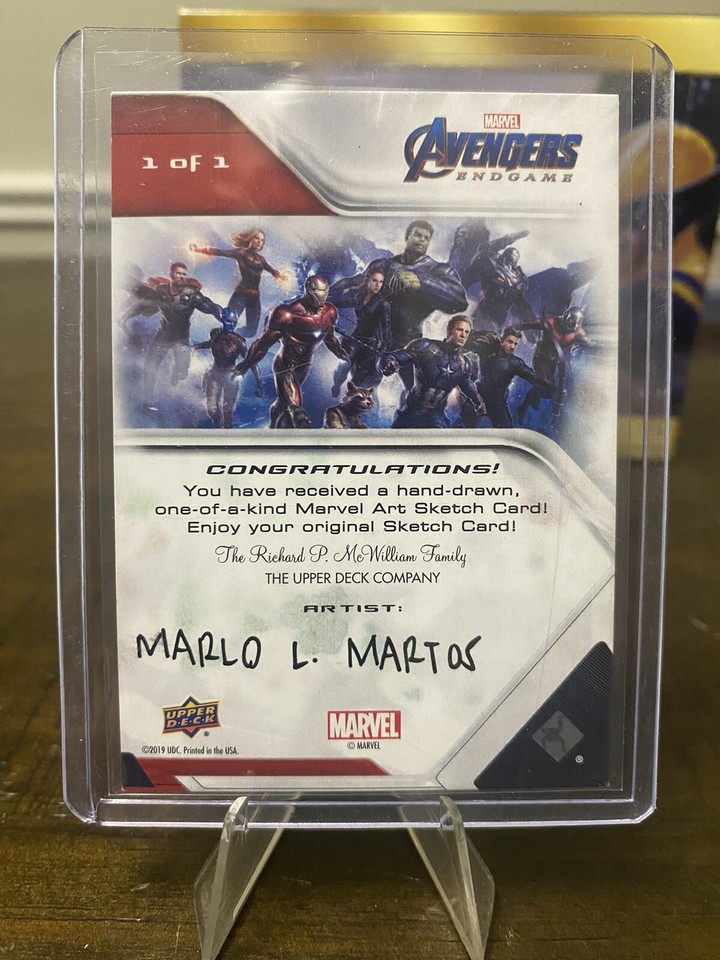 2019 UD Avengers Endgame She Hulk Artist Sketch Card by Marlo L Martos ...
