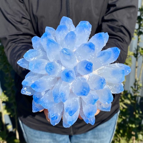 2.64LB New Find blue Phantom Quartz Crystal Cluster Mineral Specimen ...