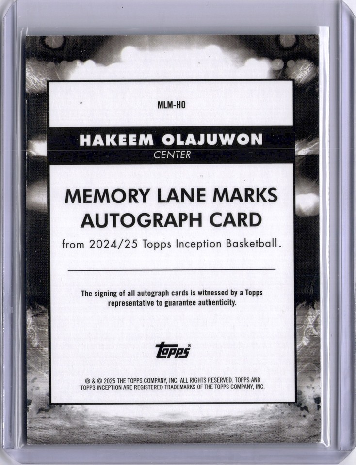 Hakeem Olajuwon 2025 Topps Inception Memory Lane Marks Auto /25 Rockets HOF | eBay