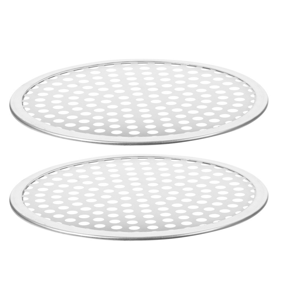2 Pcs Round Stainless Steel Pizza Pan Baking Metal Plate for Oven ...