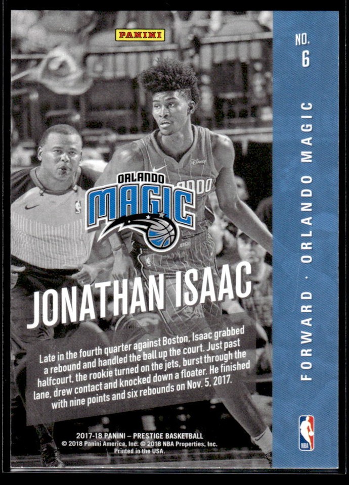 2017 Panini Prestige #6 Jonathan Isaac Rookie Class | eBay