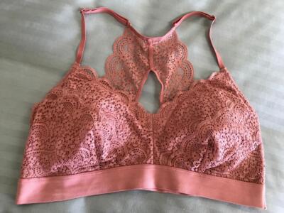 Ladies NEW Lacy Thin Strap Bralette ~ Removable Pads ~ Dusty Rose ...