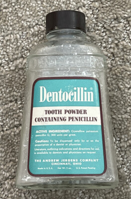 Vintage Penicillin Dentocillin Tooth Powder 3 oz USA - EMPTY | eBay