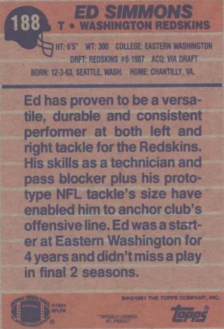 1991 Topps Ed Simmons #188 for sale | eBay