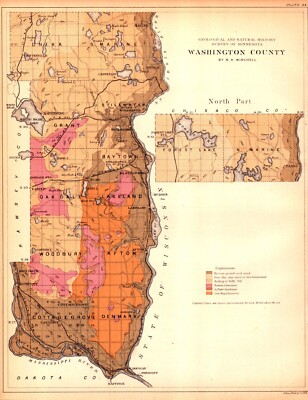 "WASHINGTON COUNTY", MINNESOTA, NATURAL HISTORY SURVEY Antique geology ...