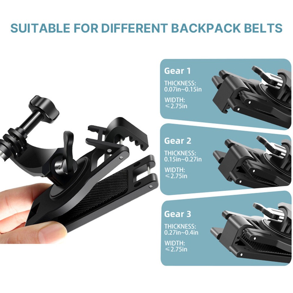 Action Camera Clip For GoPro Hero 10 9 Backpack Clamp Mount 360 Degree ...