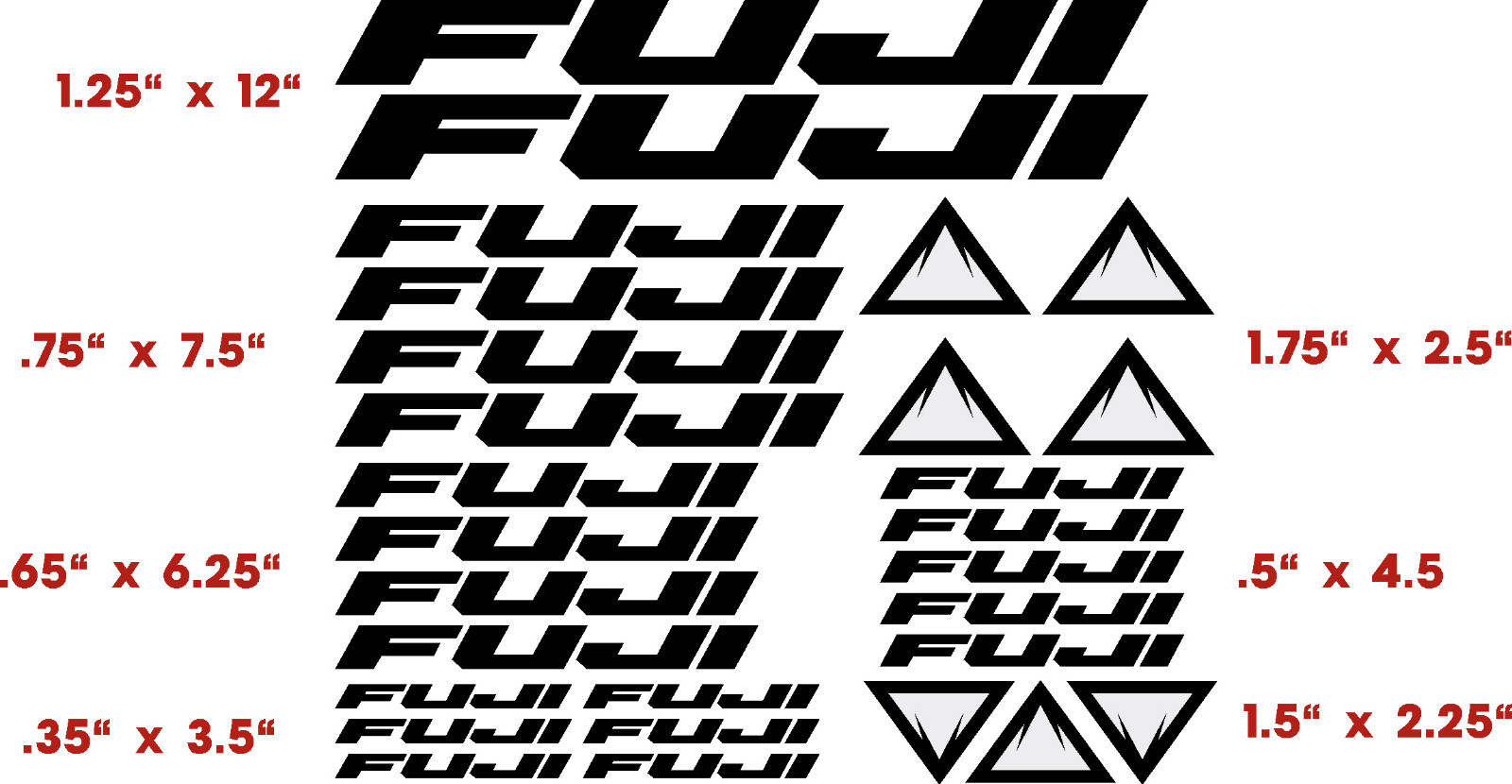 FUJI BICYCLE VINYL CUT DECAL KIT (28) $14.99 FREE SHIPPING CHOOSE COLOR ...