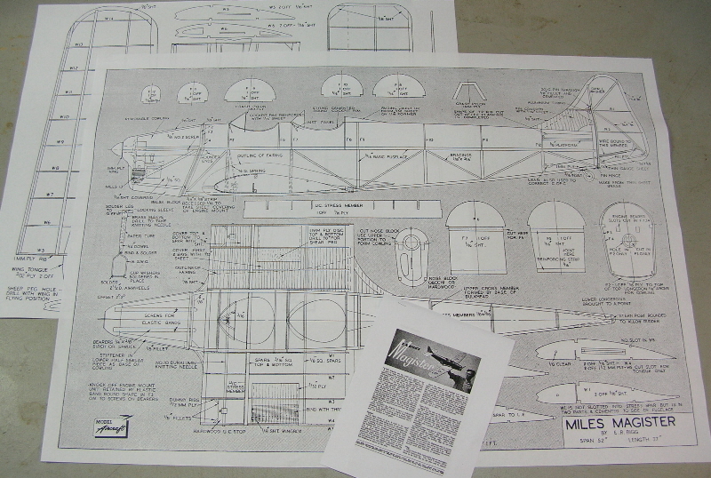 Model Airplane Plans (FF): Miles Magister 52" 1/8 Scale for 1.3cc ...
