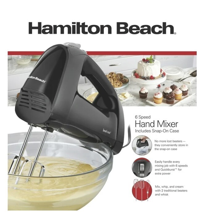 Hamilton Beach 6 Speed Hand Mixer, Quick Burst, Storage Case, New ...