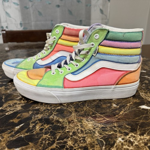 Vans Hi Top Pastel Rainbow Colorblock Sneakers W11/M9.5 Lace Up High ...
