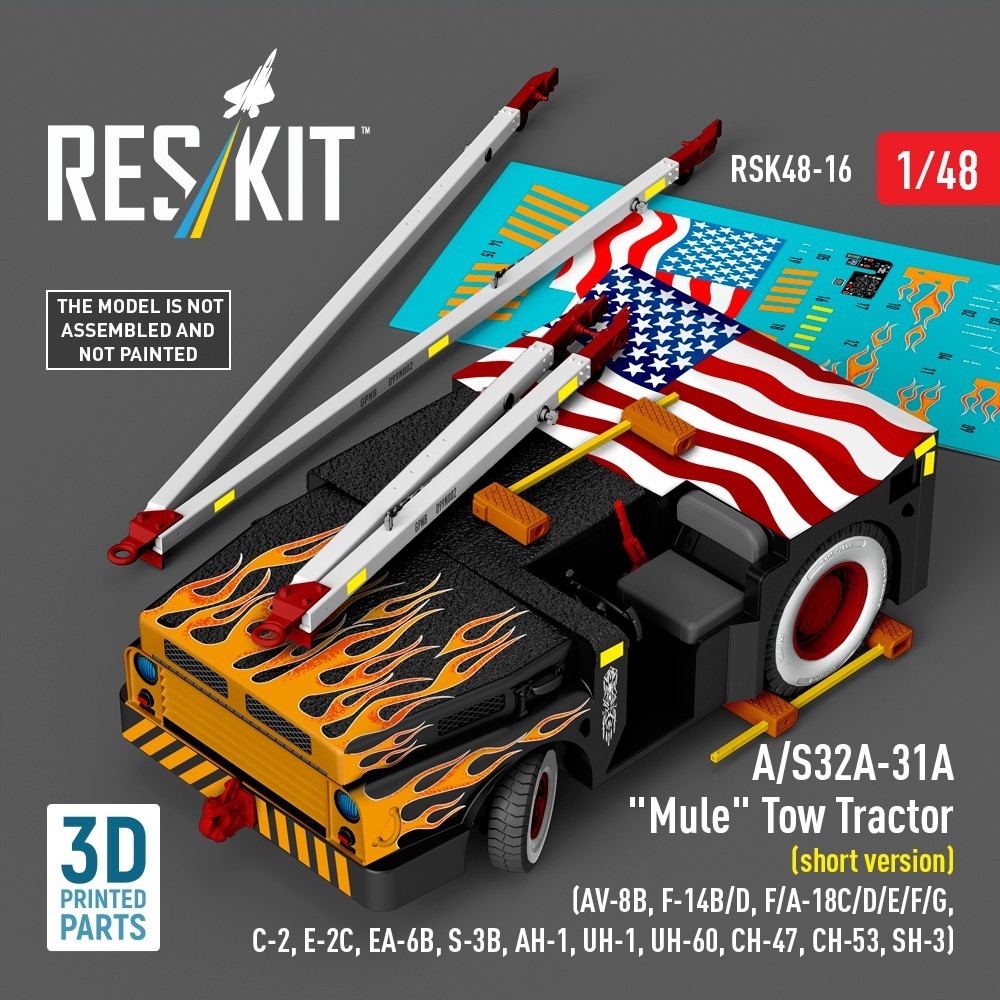 ResKit RSK48-0016 1/48 A/S-32A-31A Mule Tow Tractor Short Version 3D ...