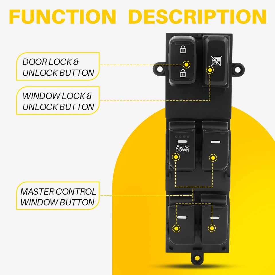 Left Door Master Power Window Switch with Auto Up Down for 2011-2013 ...