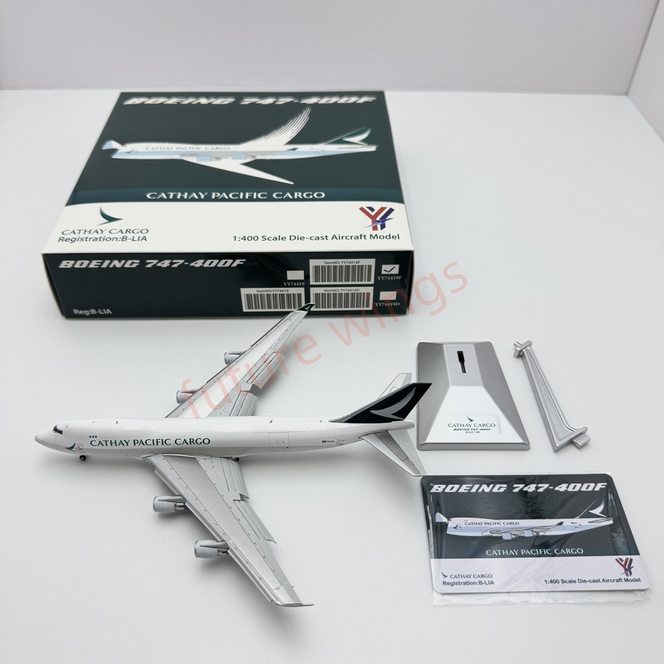 1:400 YY Wings Cathay Pacific Cargo B747-400F B-LIA Aircraft Model+Free ...