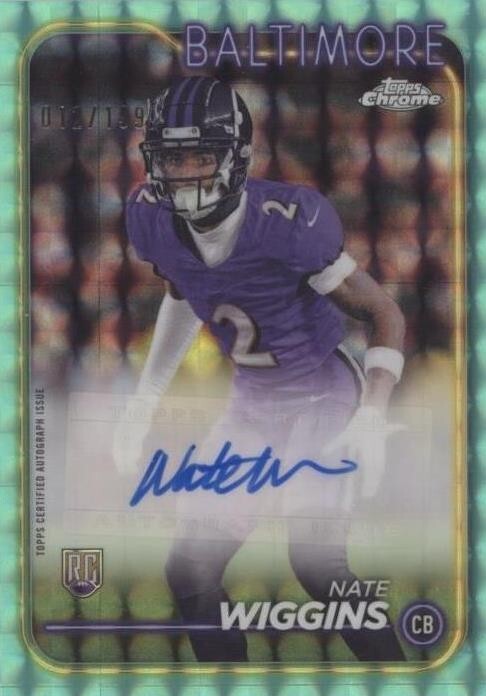 2024 Topps Chrome - Rookie Autographs Nate Wiggins #RA-NWI Aqua ...